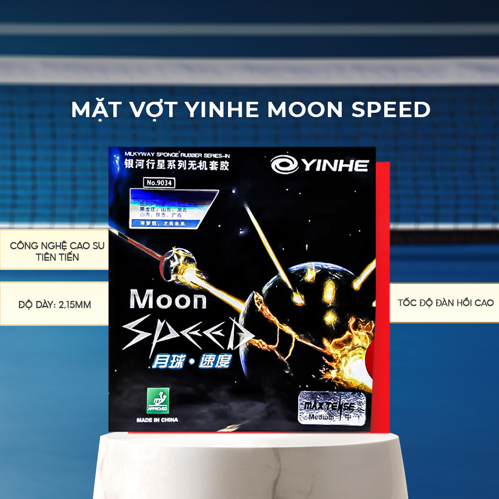 Mặt Vợt Bóng Bàn Yinhe Moon Speed Chính Hãng - Lót Bọt Khí - Cực Êm, Nảy, Xoáy, Dễ Đánh, Độ Bền Cao